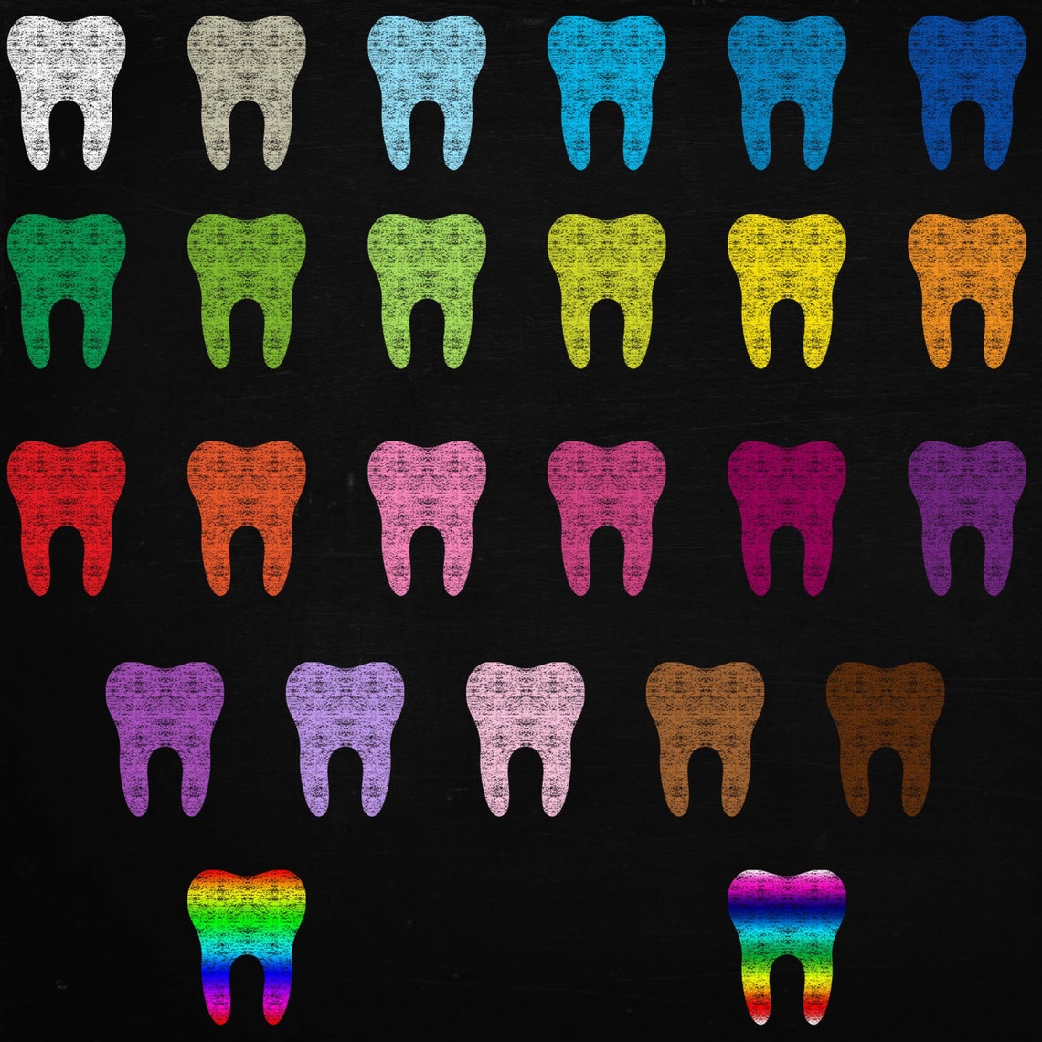 Chalk Teeth Clipart - Chalkboard Teeth Clip Art - Tooth Favor Tags ...