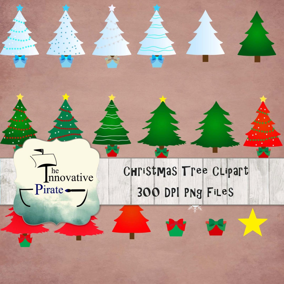 Christmas Tree Clipart Pack - Holiday Trees Clipart - Christmas Clipart ...