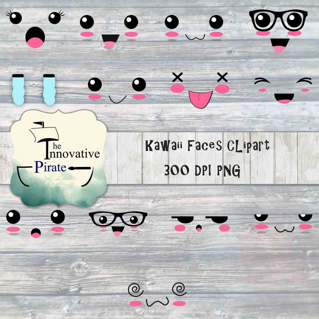 Kawaii Faces Clipart Packs Cute Faces Clip Art Anime Faces - Etsy
