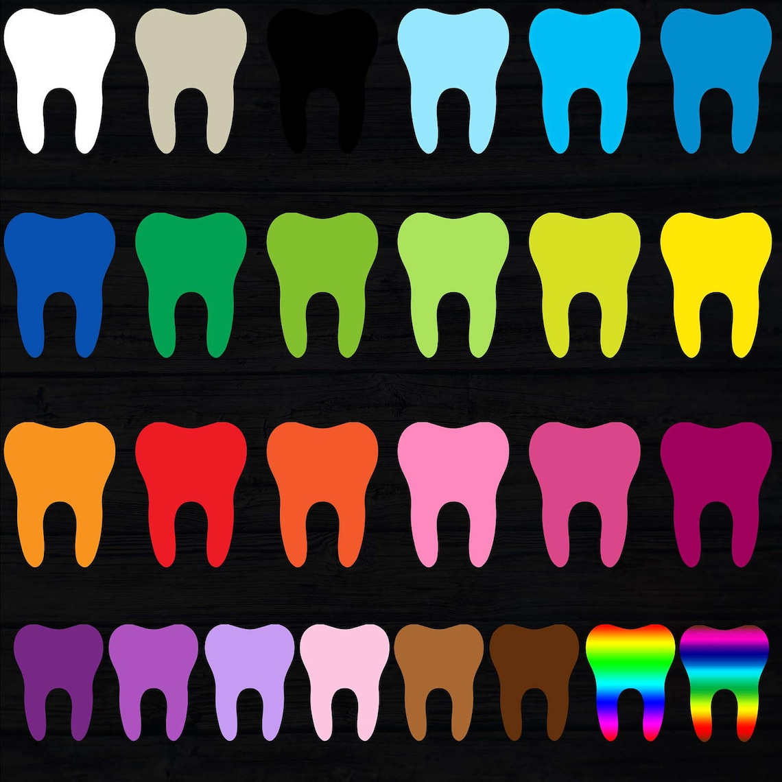 Rainbow Teeth Clipart Pack - Colorful Teeth Clipart - Dentist Clipart ...