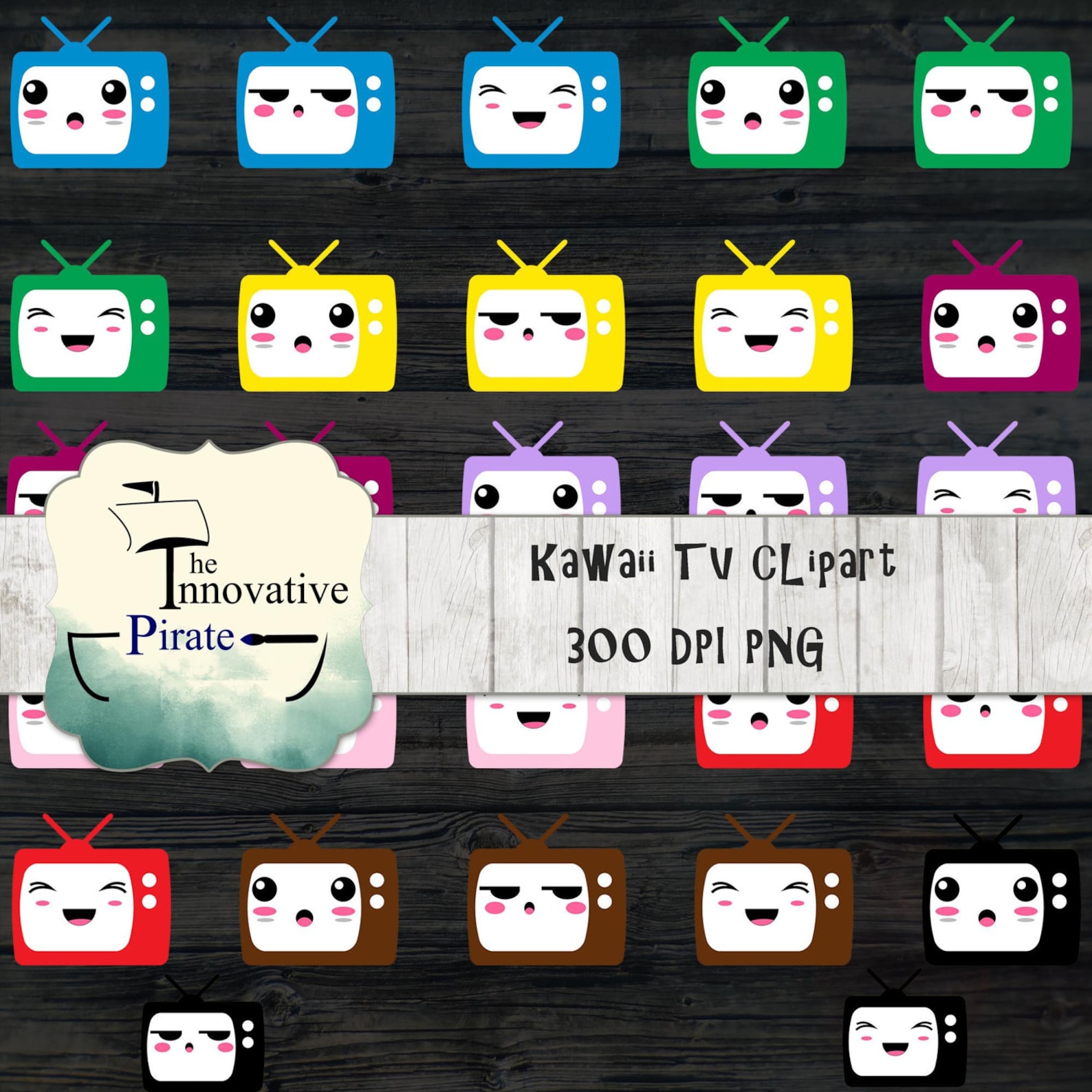 Kawaii TV Clipart - Kawaii Television Clip Art - Cute Television Sets ...