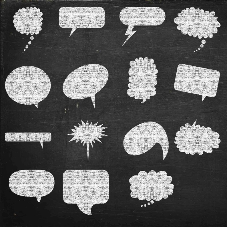 Chalk Speech Bubbles Clipart Chalkboard Speech Bubbles - Etsy