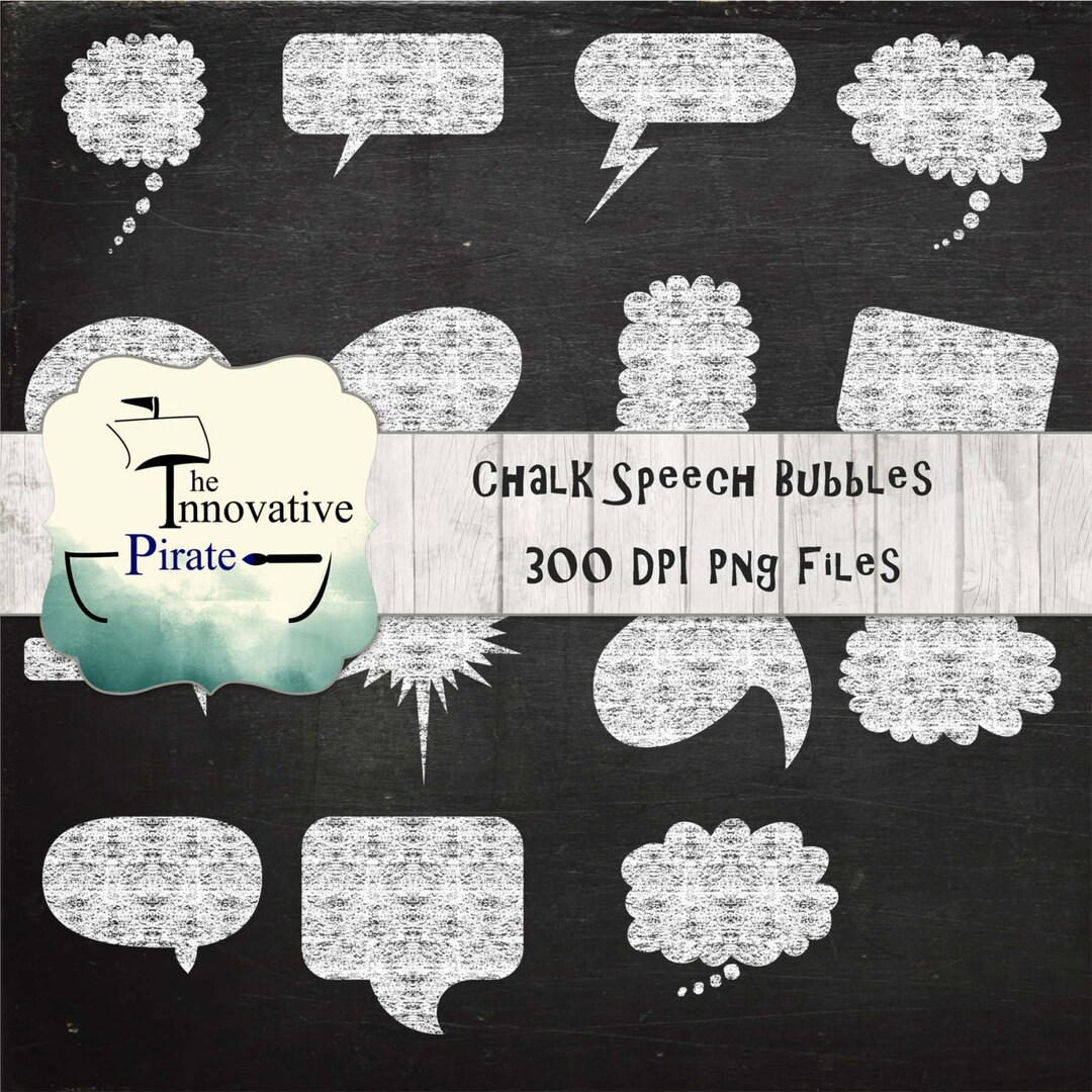 Chalk Speech Bubbles Clipart - Chalkboard Speech Bubbles - Thought ...