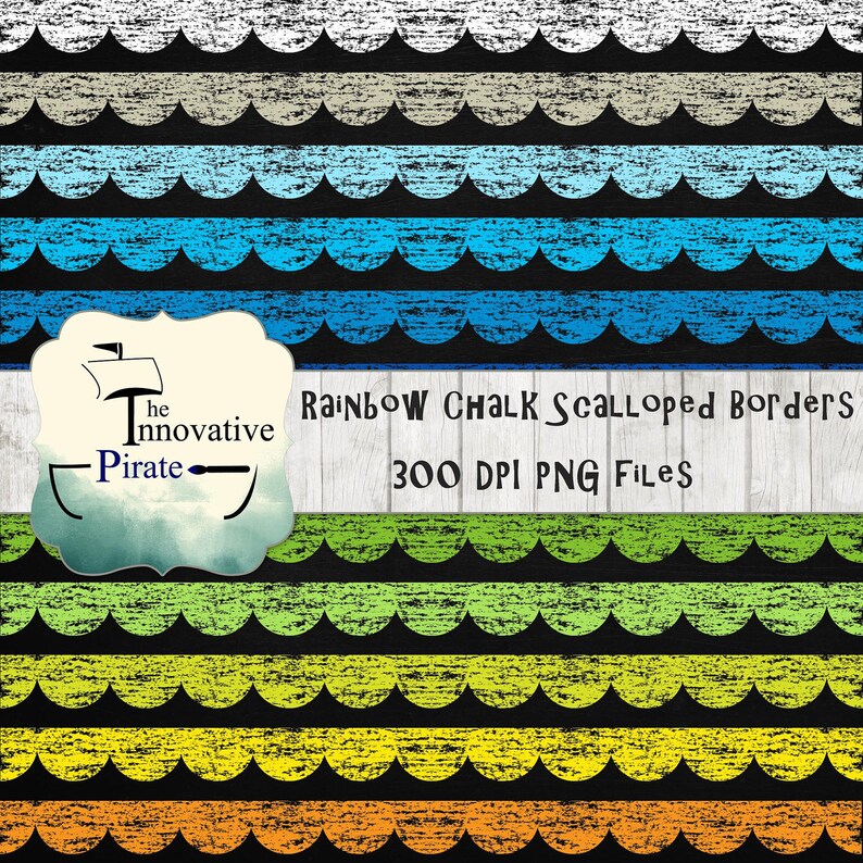 Rainbow Chalk Scalloped Border Pack - Colorful Borders - Scallop Banner ...