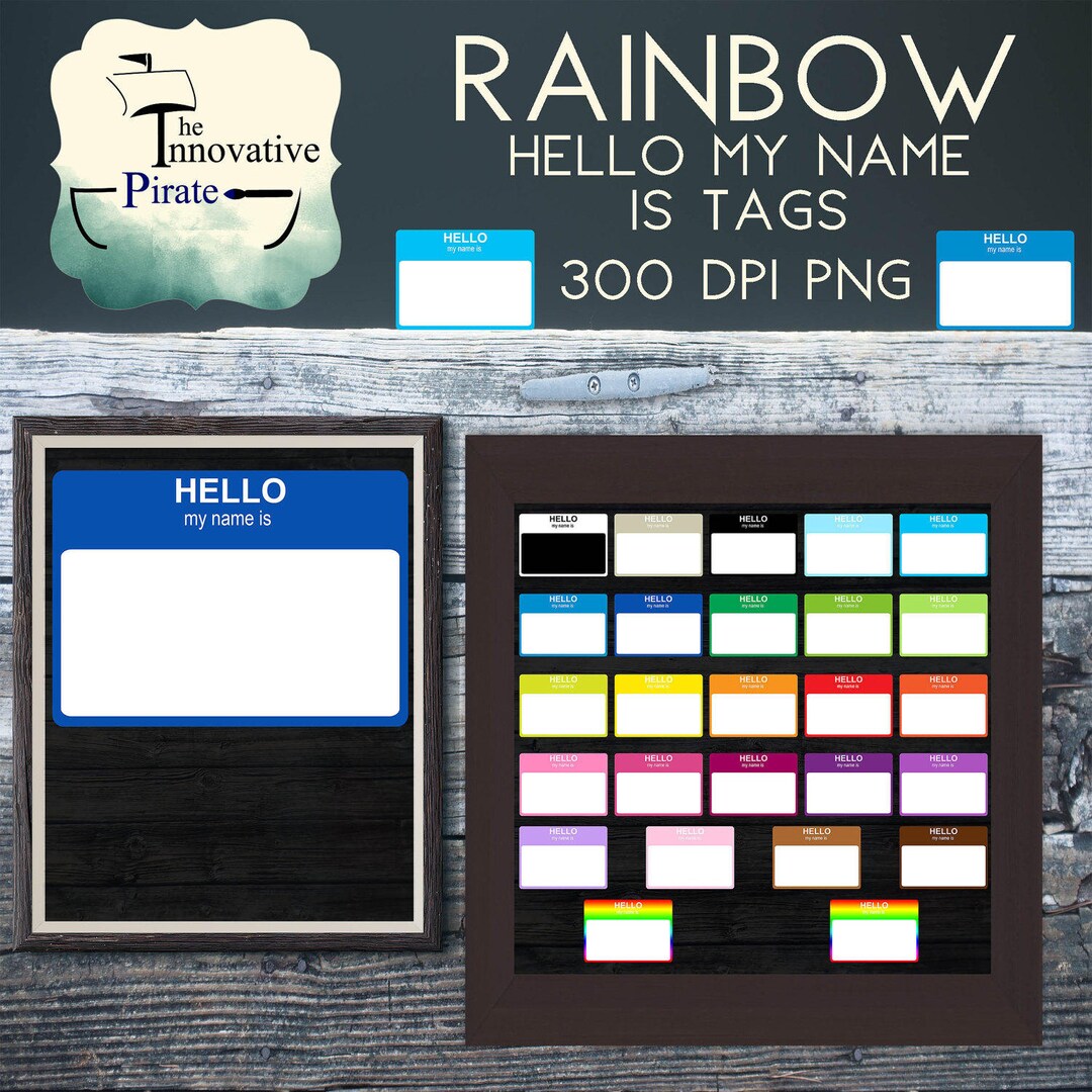 Hello My Name is Tags Clipart Pack Name Tags Clip Art - Etsy