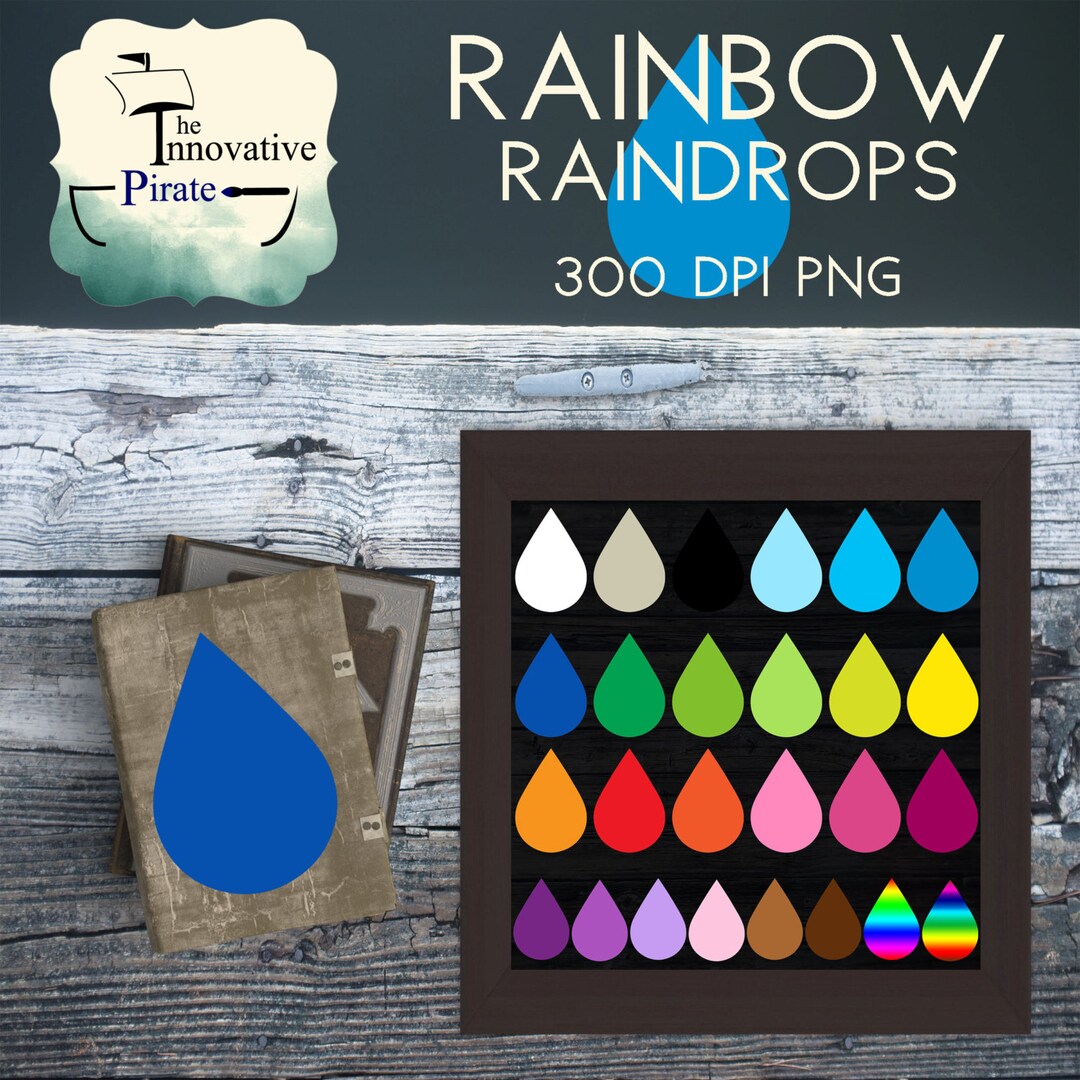 Rainbow Raindrops Clipart Pack - Teardrops Cupcake Toppers - Rain Drops ...