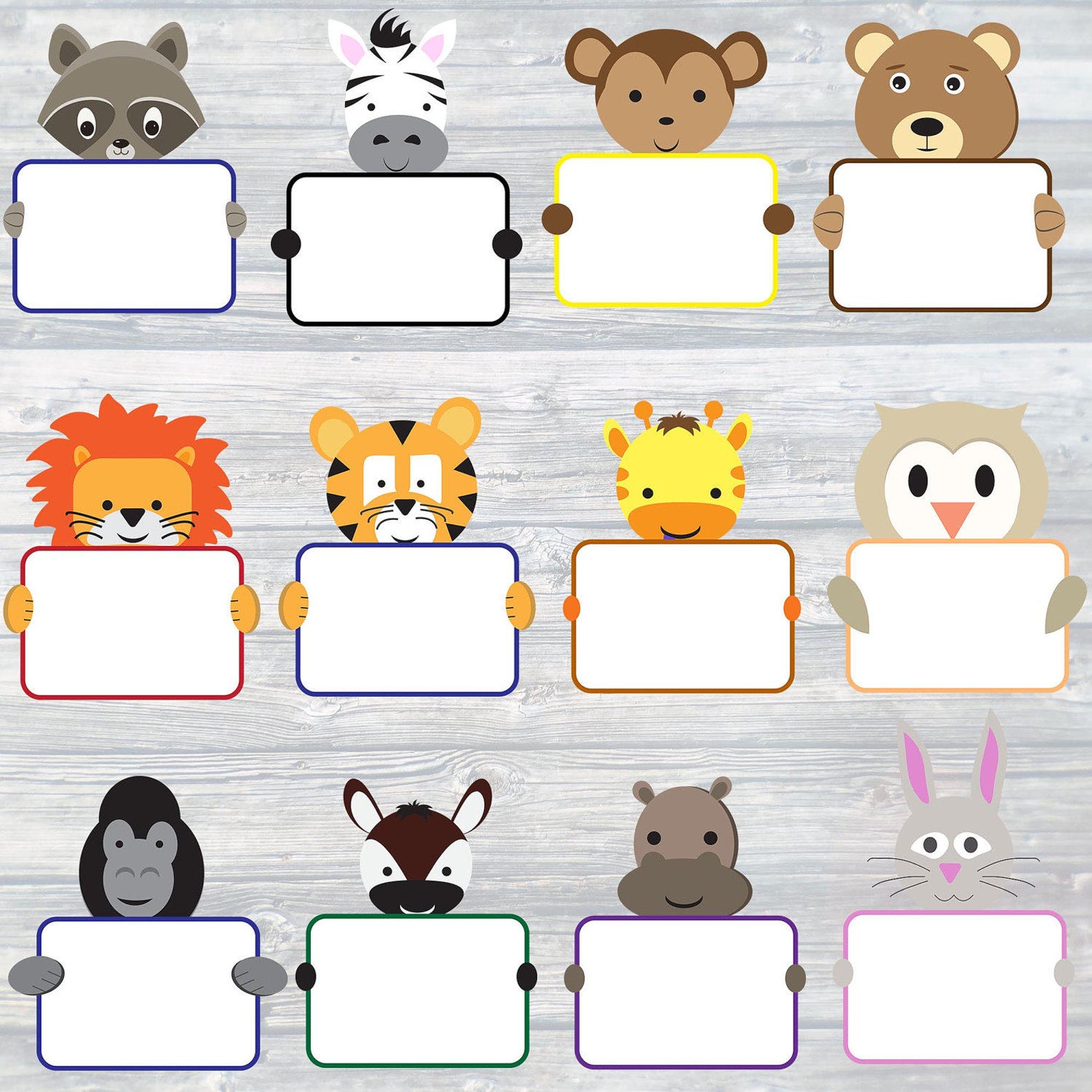 Animal Signs Clipart Pack - Animals Holding Signs - Birthday Signs ...