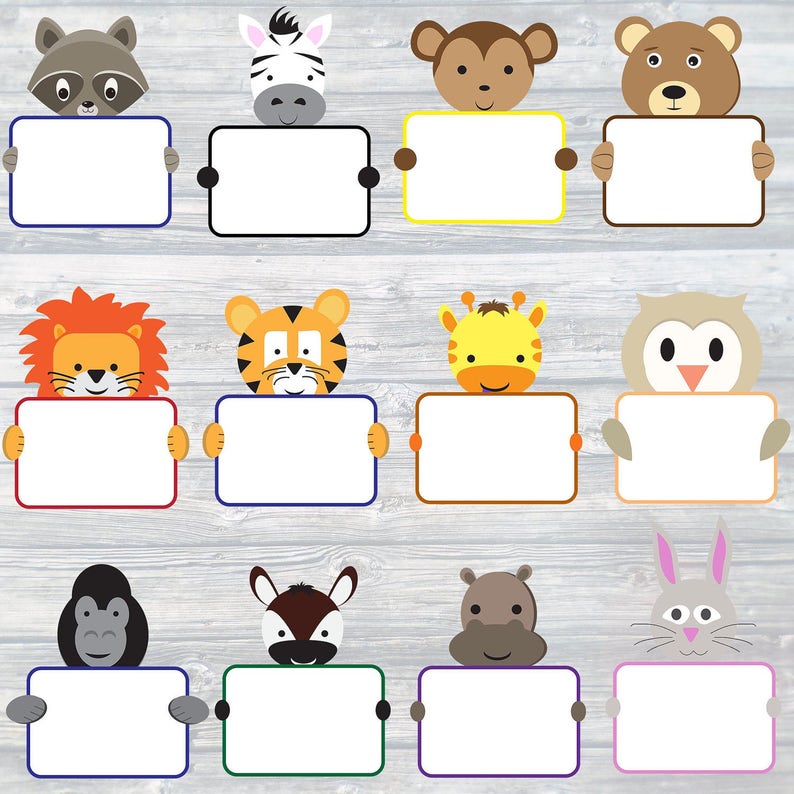 Animal Signs Clipart Pack - Animals Holding Signs - Birthday Signs ...