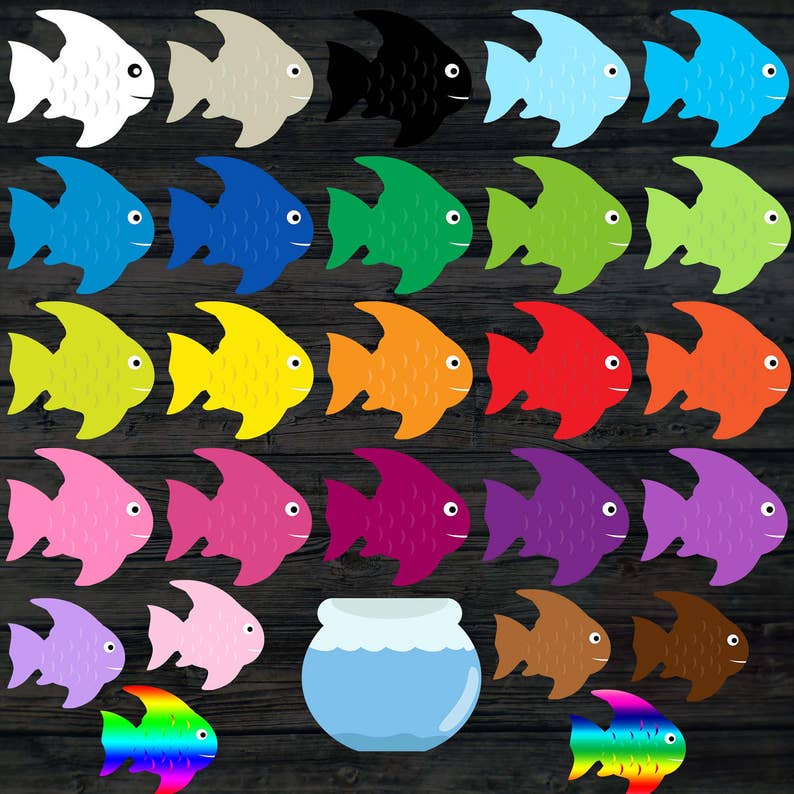 Rainbow Fish Clipart Pack Colorful Fish Clip Art Fish Bowl - Etsy