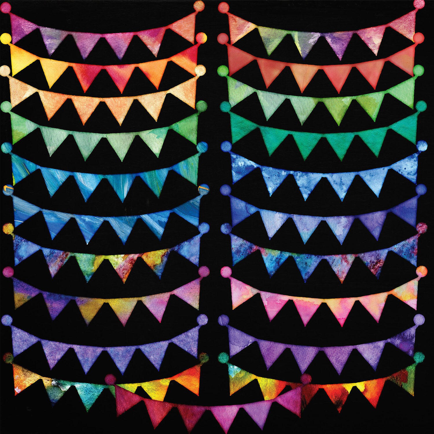 Rainbow Watercolor Pennant Banner Watercolor Banners - Etsy