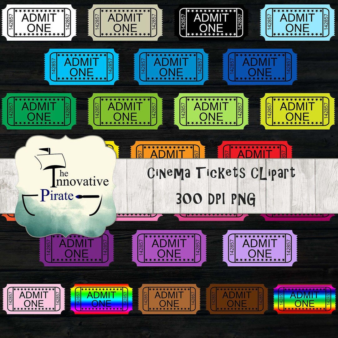 Rainbow Cinema Tickets Clipart Pack Movie Tickets Clip Art - Etsy