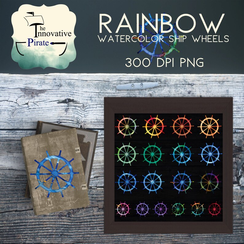 Watercolor Ship Wheels Clipart Pack Watercolor Clip Art - Etsy