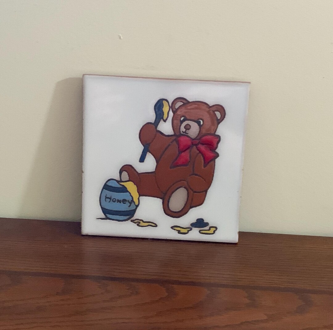 Vintage TEDDY BEAR TILE, Trivet or Wall Plaque, Mag Mor Ceramic Art ...