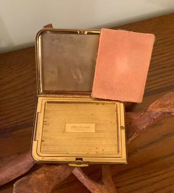 Vintage ELGIN AMERICAN Gold Tone Powder COMPACT Case - Gem