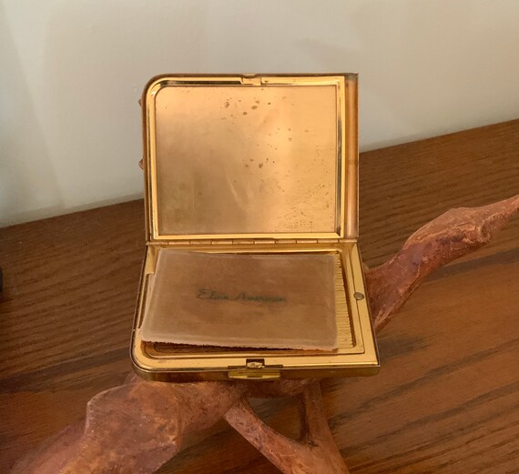 Vintage ELGIN AMERICAN Gold Tone Powder COMPACT Case - Gem
