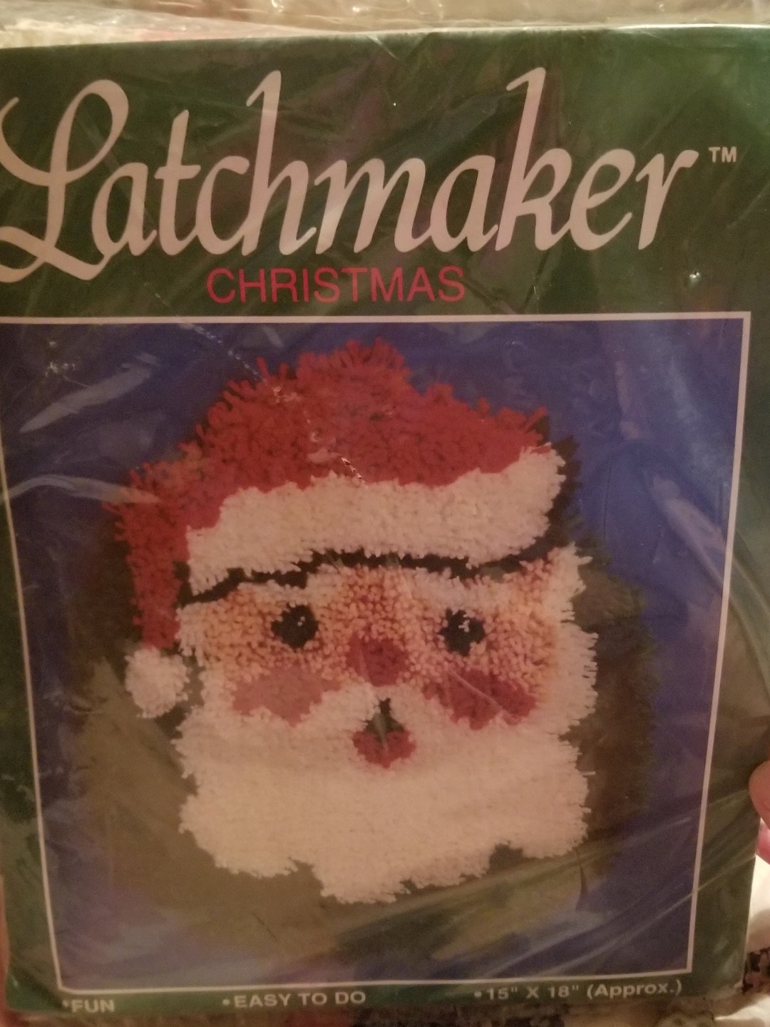Fun 1993 Latchmaker CHRISTMAS LATCH HOOK Kit "santa's Wreath", Vintage ...