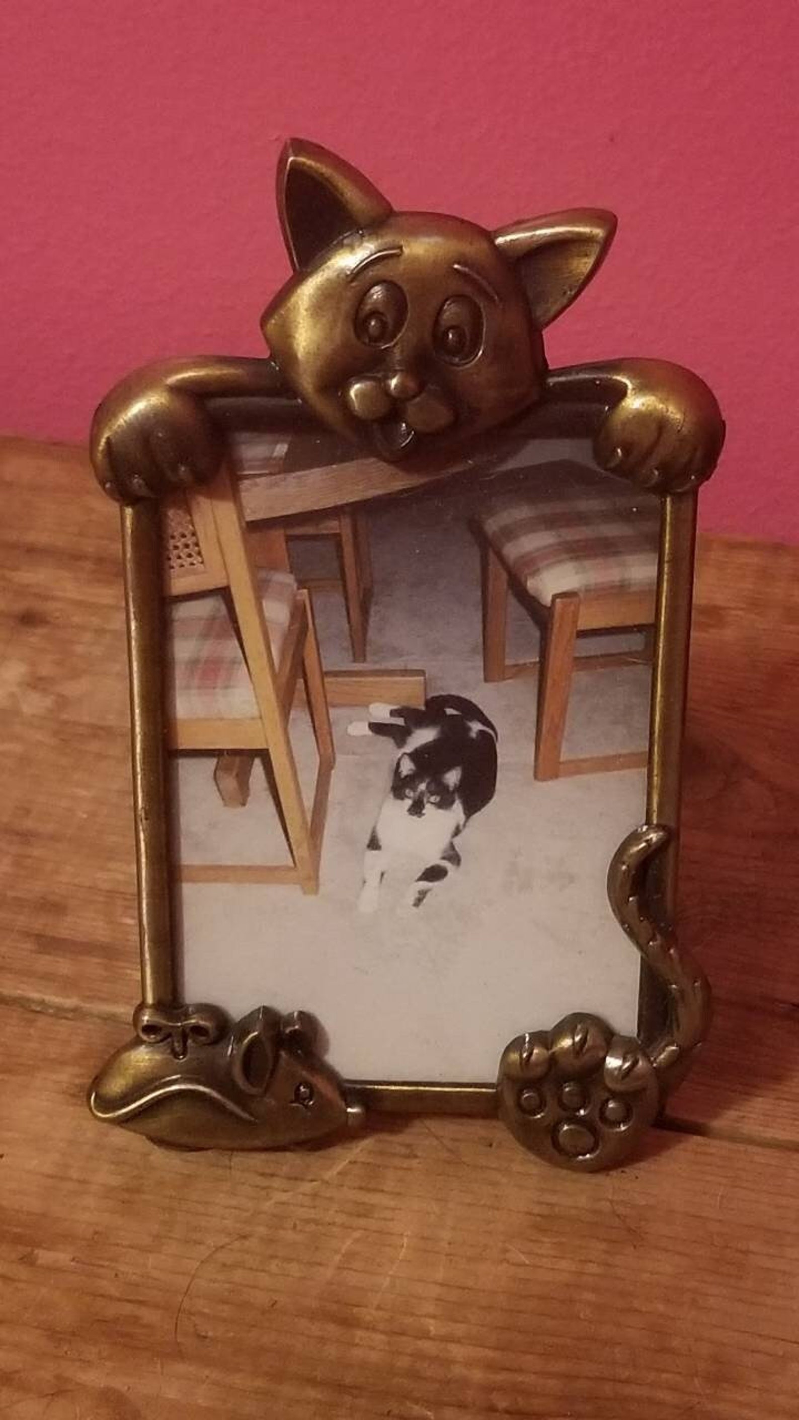 Vintage Brasstone Metal CAT PHOTO FRAME, Vintage Home Decor, Cat ...