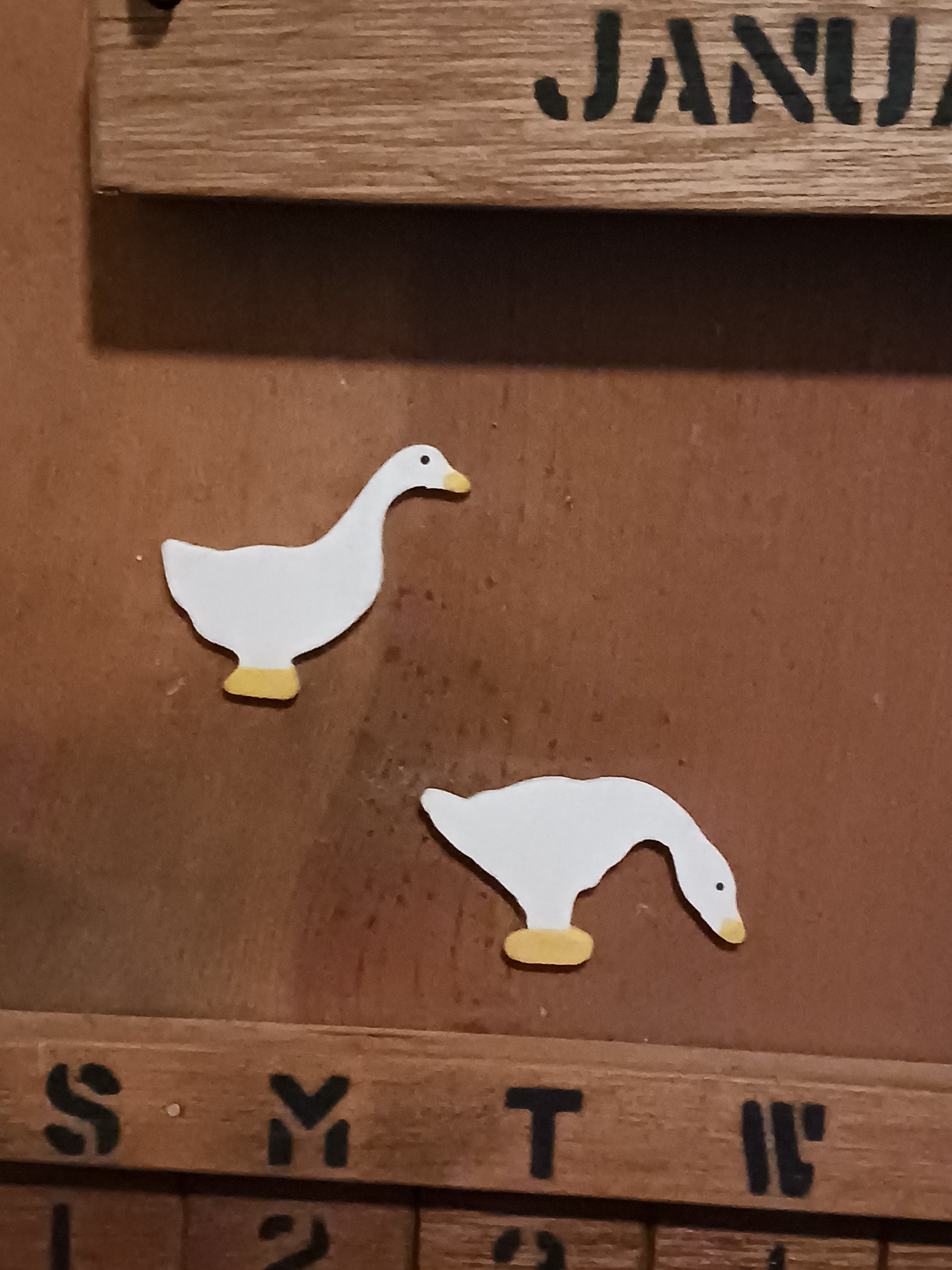 WOODEN PERPETUAL CALENDAR With Geese and Bonneted Prairie Girl, 1980s ...