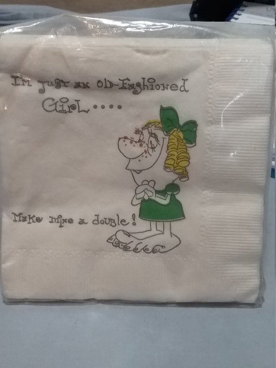 Humorous vintage Paper Cocktail Napkins en envase original | Etsy