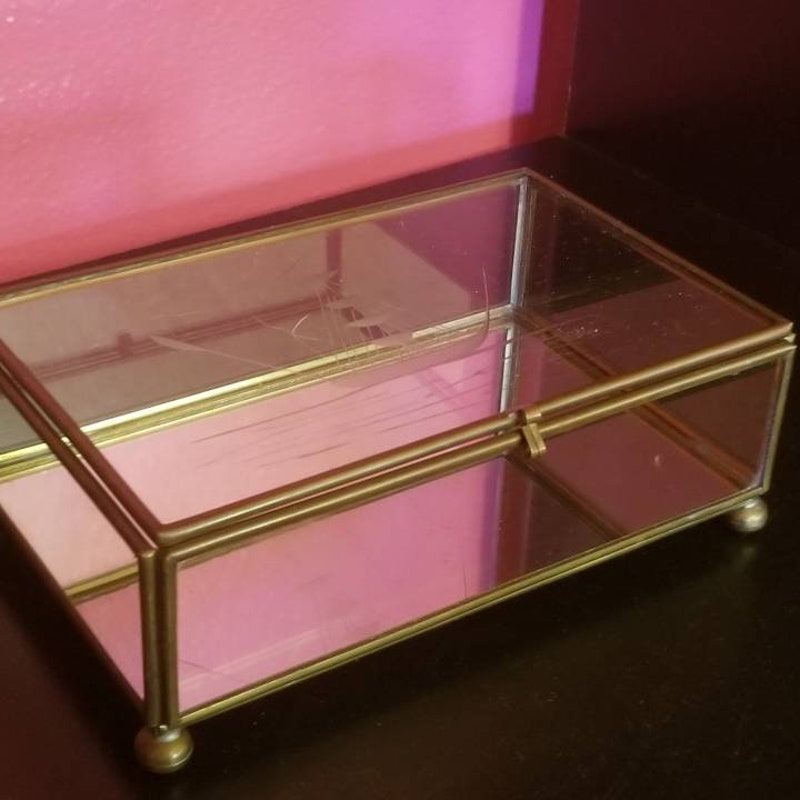 Gold Glass Jewelry Box - Etsy