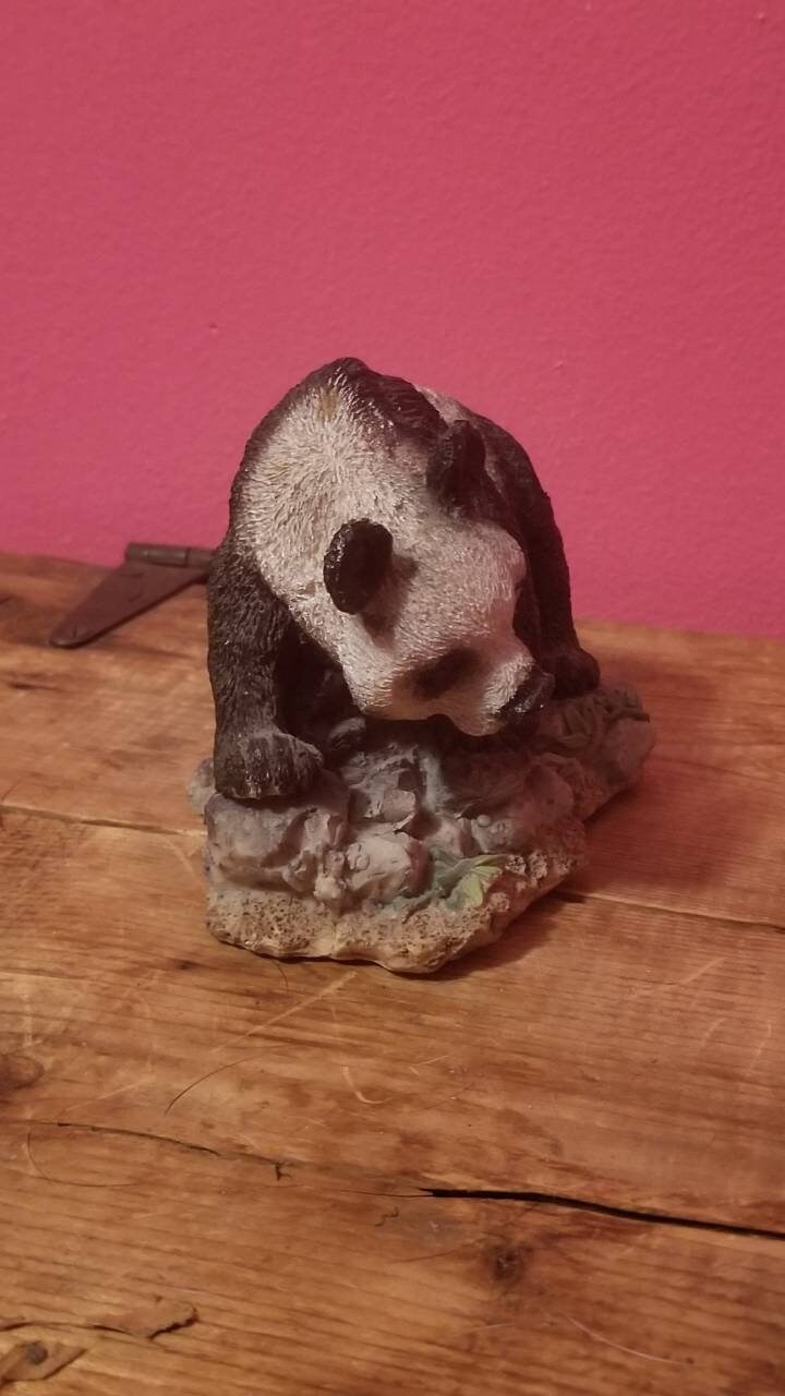 Vintage Resin PANDA BEAR FIGURINE, Vintage Home Decor, Gift for Panda ...