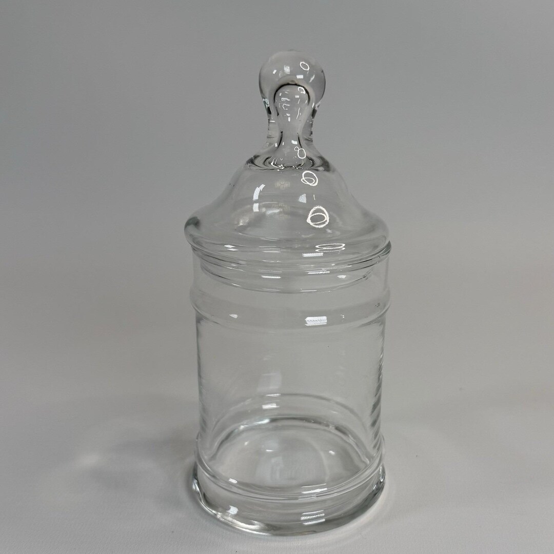 Vintage Clear Glass Apothecary Jar With Lid Candy Trinkets Display - Etsy