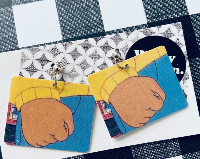 Arthur Fist Earrings, Funny Meme, Meme Earrings, Paper Jewelry ...