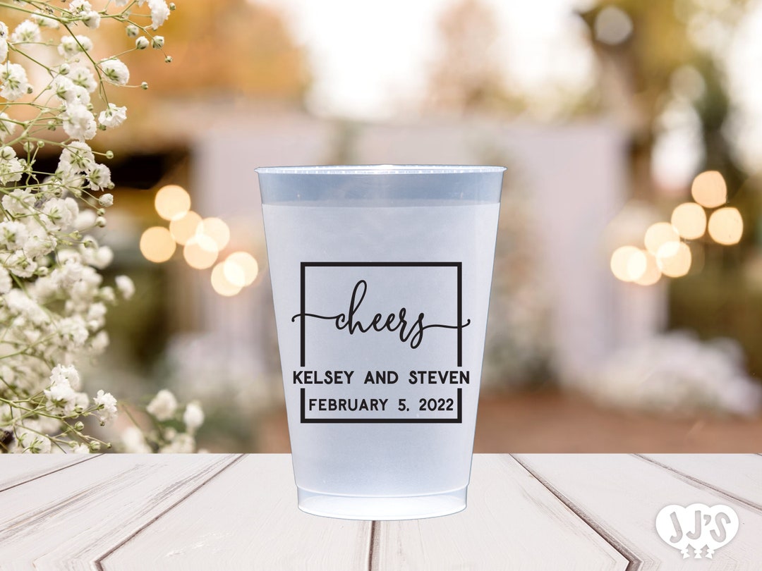 Contemporary Cheers Wedding Cups Design Frosted Shatterproof Plastic ...