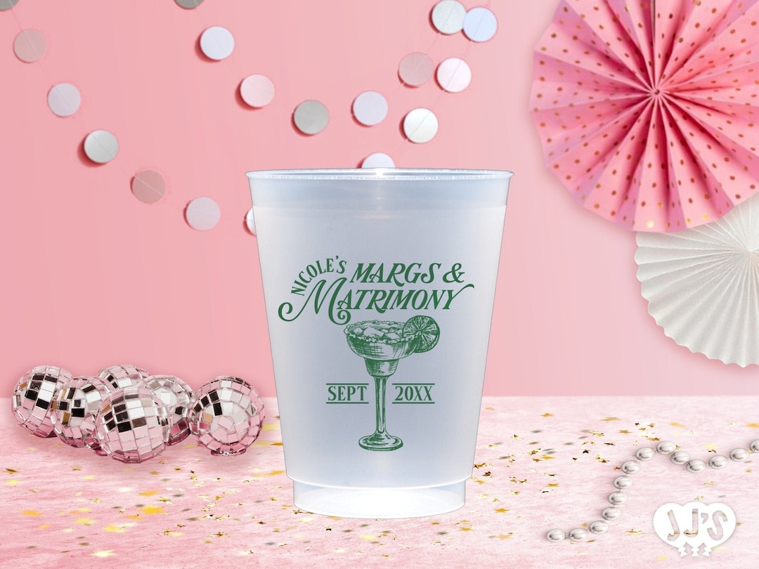 Margs and Matrimony Classic Custom Frosted Cups - Bachelorette Party ...
