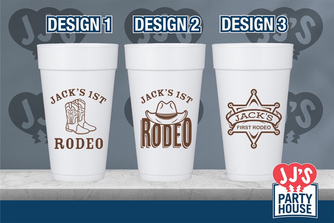 Personalized Styrofoam Cups for Baby's First Rodeo - Etsy