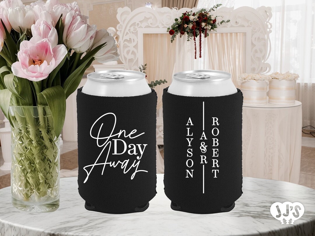 One Day Away Wedding Can Coolers - Etsy