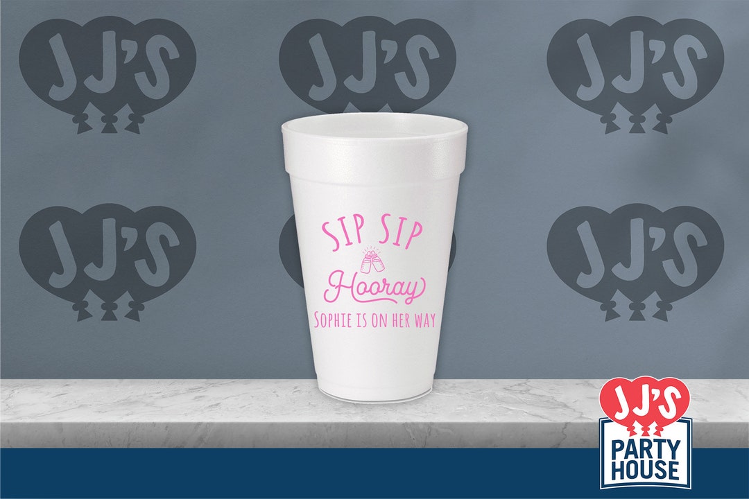 Sip Sip Hooray Baby Shower Custom Order Personalized Foam Cups for Baby ...