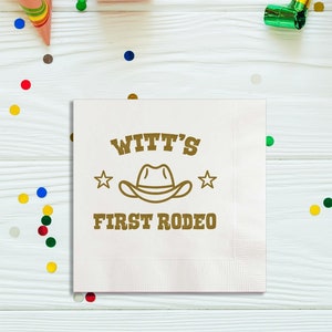 First Rodeo Western Cowboy Hat Personalized Napkins - Etsy