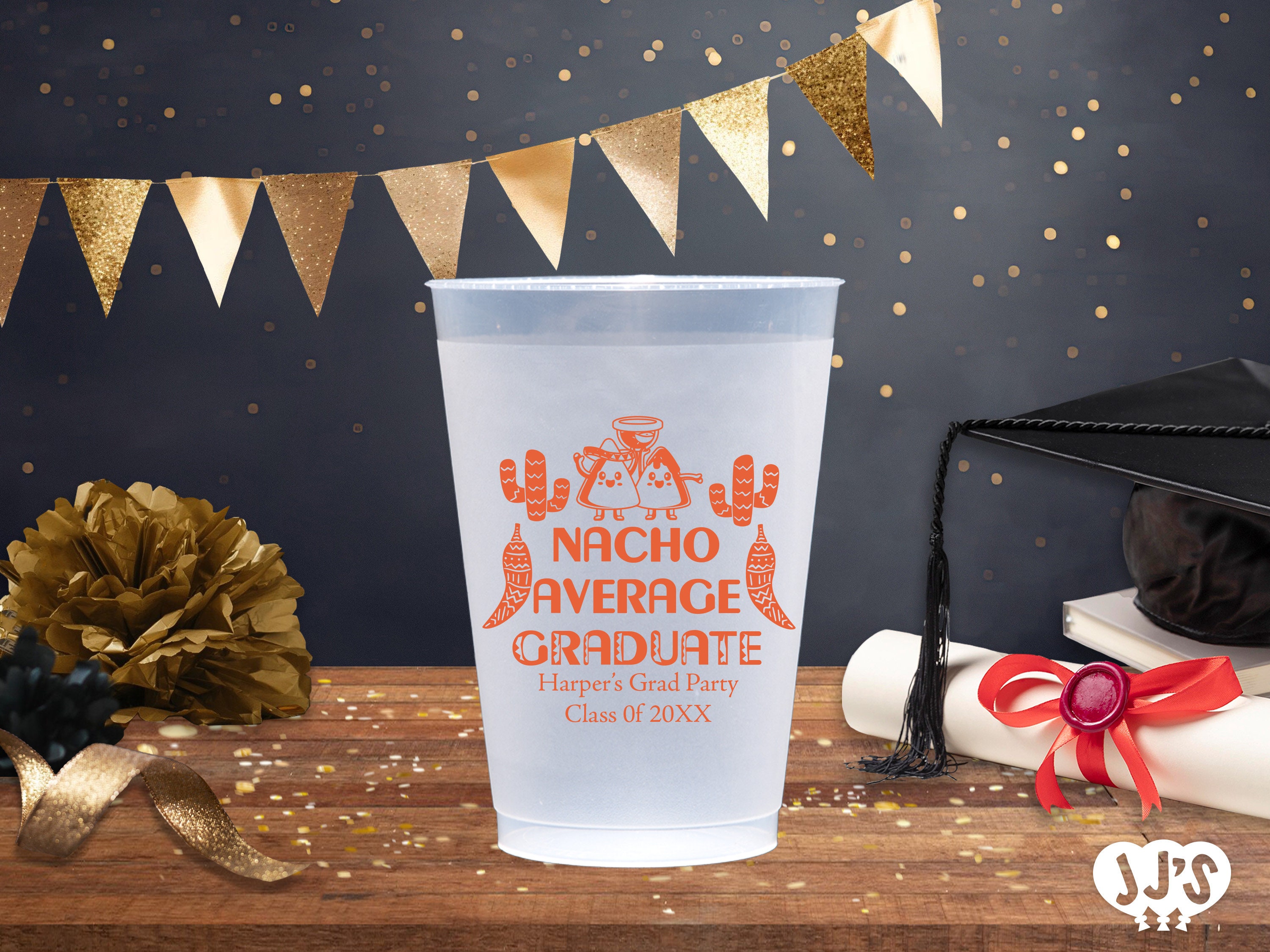 Party Personalized Graduation Frosted Cups: Nacho Average Grad ...