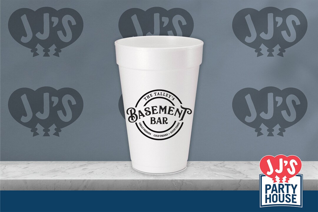 Basement Bar Personalized Styrofoam Cups for Birthdays Mens Gifts, Man ...