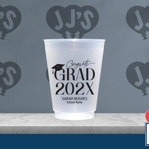 Graduation Frosted Cups - Congrats Grad 2024 Personalized Plastic Cups ...