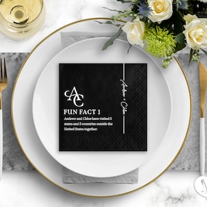 Fun Fact Wedding Napkins With Modern Monogram and Drape - Etsy