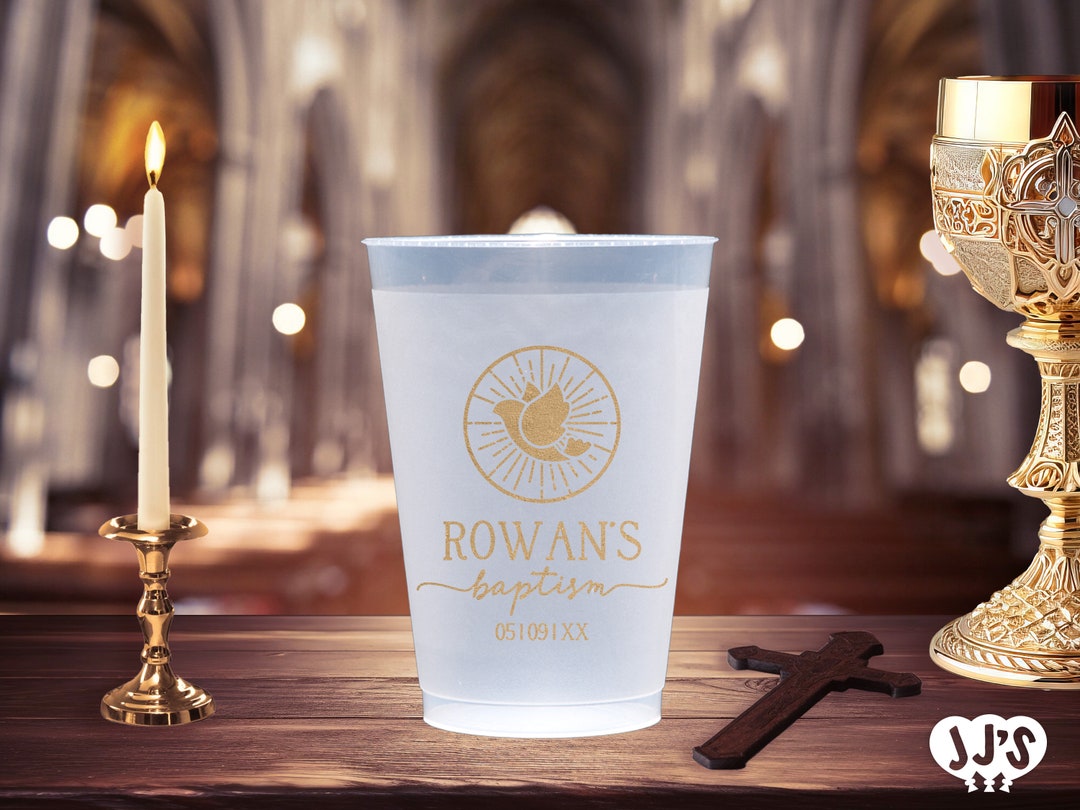 Personalized Dove Baptism Cups: Frosted Plastic Party Favors - Etsy