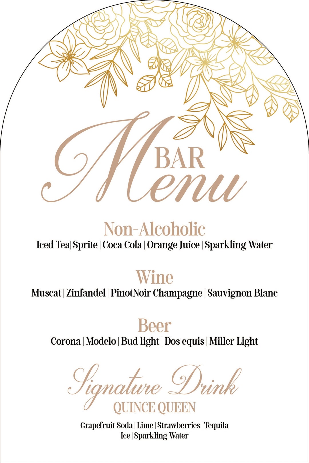 Quinceanera Bar Menu Sign: Mis XV Anos Custom Bar Menu Sign - Etsy