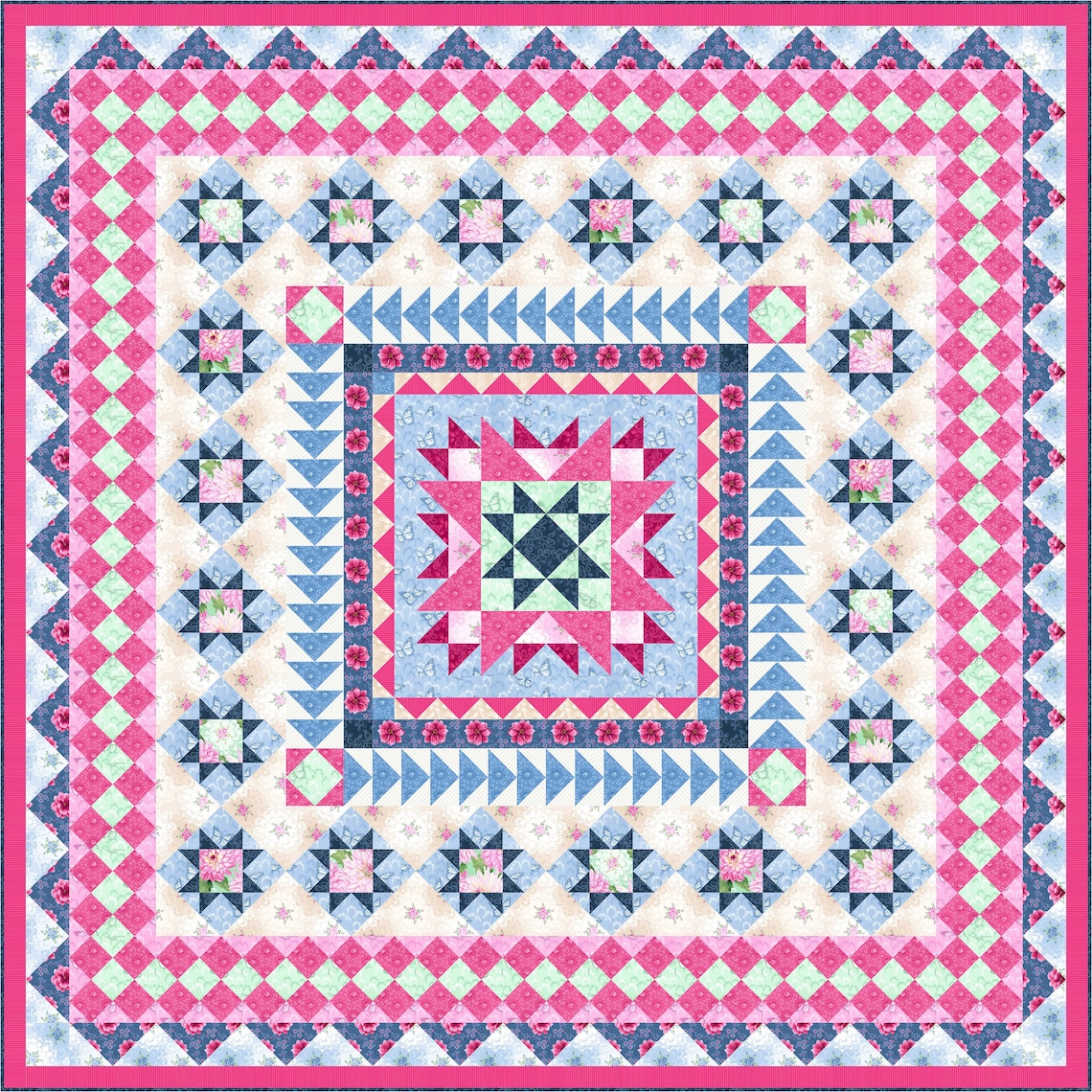 Garden Star Medallion Quilt Pattern PDF DOWNLOADABLE PATTERN - Etsy Garden Star Medallion Quilt Pattern PDF DOWNLOADABLE PATTERN - Etsy