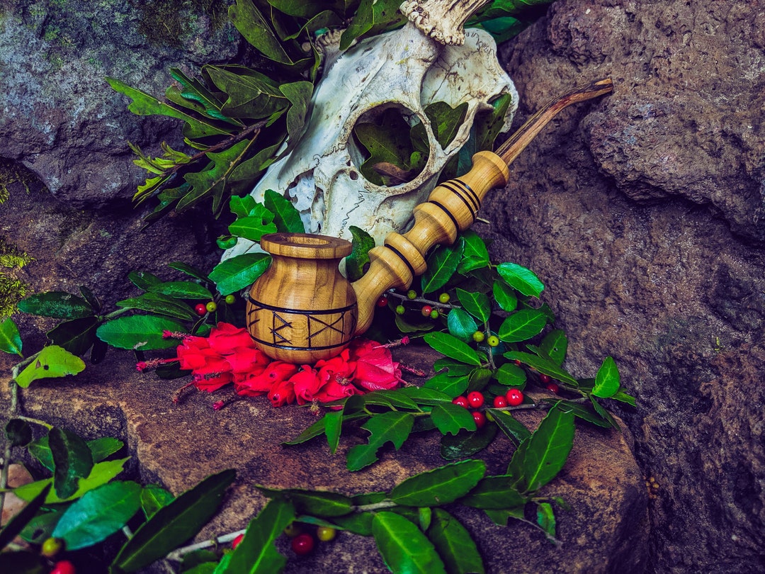 Freya Rune Tobacco Pipe / Handmade Wooden / Heathen Asatru Goddess ...