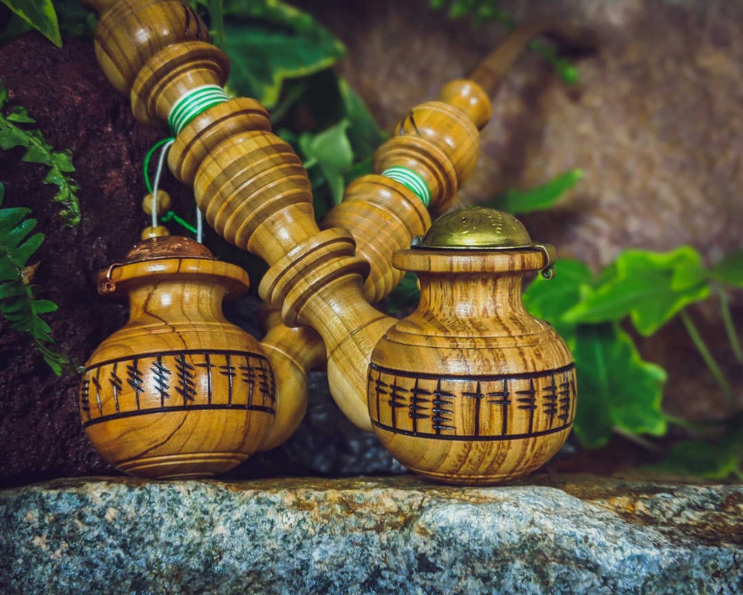 Ogham Druid Tobacco Pipe / Churchwarden / Celtic Alphabet / Wooden Pipe ...