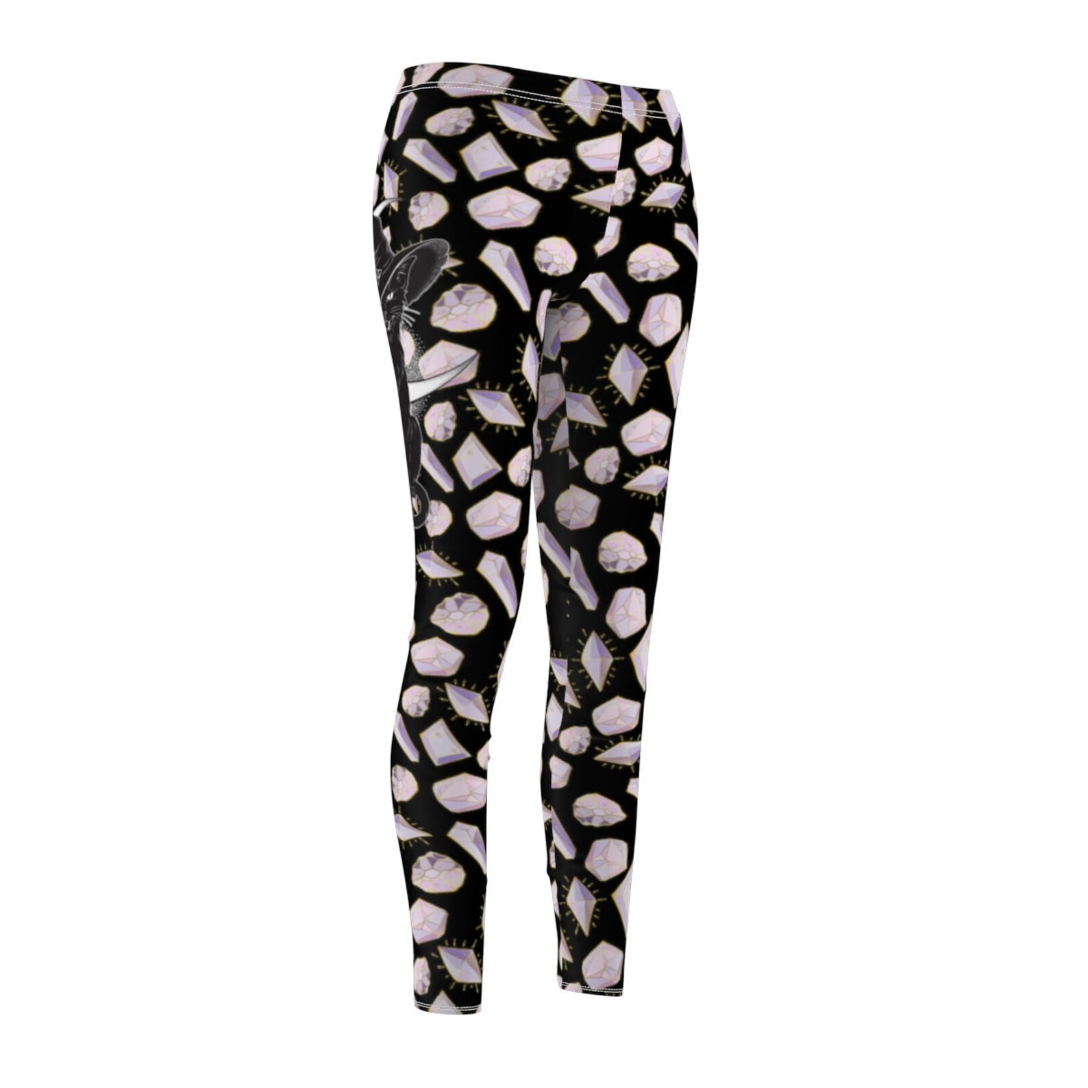 Witchy Cat & Crystal Yoga Pants / Wiccan Pagan Witchcraft Leggings ...