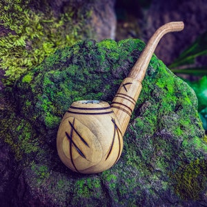 Odin the Wanderer Ansuz Rune Wood Pipe / Wooden Viking Thor Frigga ...
