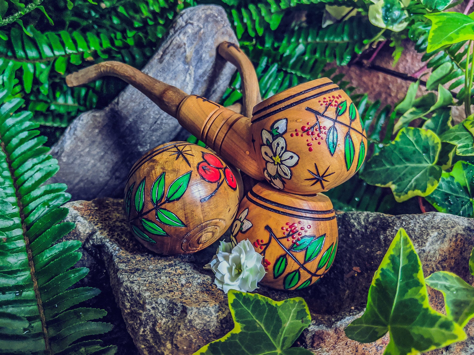 Rowan Ogham Wooden Pipe for Smoking / Tobacco Sherlock Pipe / | Etsy