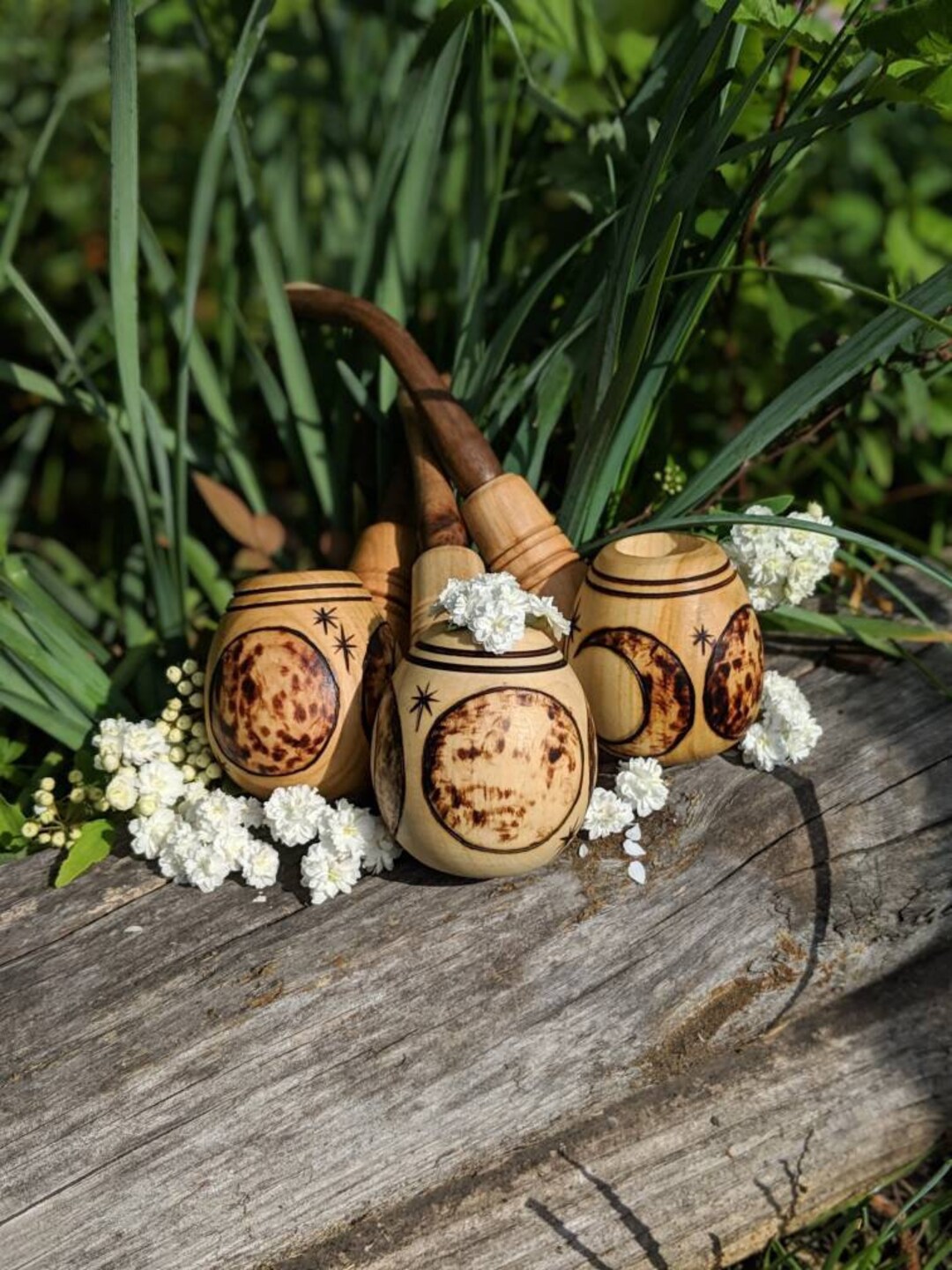 Triple Moon Witchy Pipe for Smoking / Hecate Tobacco Pipe / Wooden Pipe ...