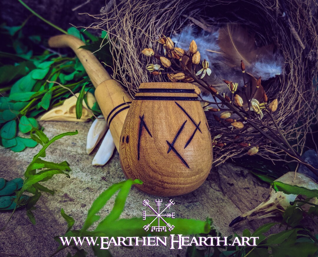 Viking Rune Wood Tobacco Pipe for Smoking / Death Transformation ...