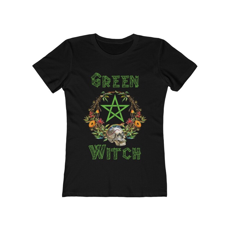 Women's Fitted Green Witch Pagan Style Nature Tee / T-shirt T Shirt ...