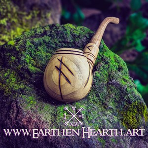 Odin the Wanderer Ansuz Rune Wood Pipe / Wooden Viking Thor Frigga ...