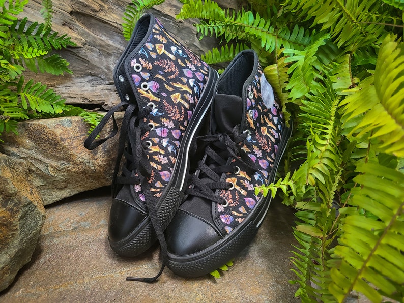 Mushroom Moon Hi-top Shoes / Pagan Clothing / Witchy Clothing - Etsy
